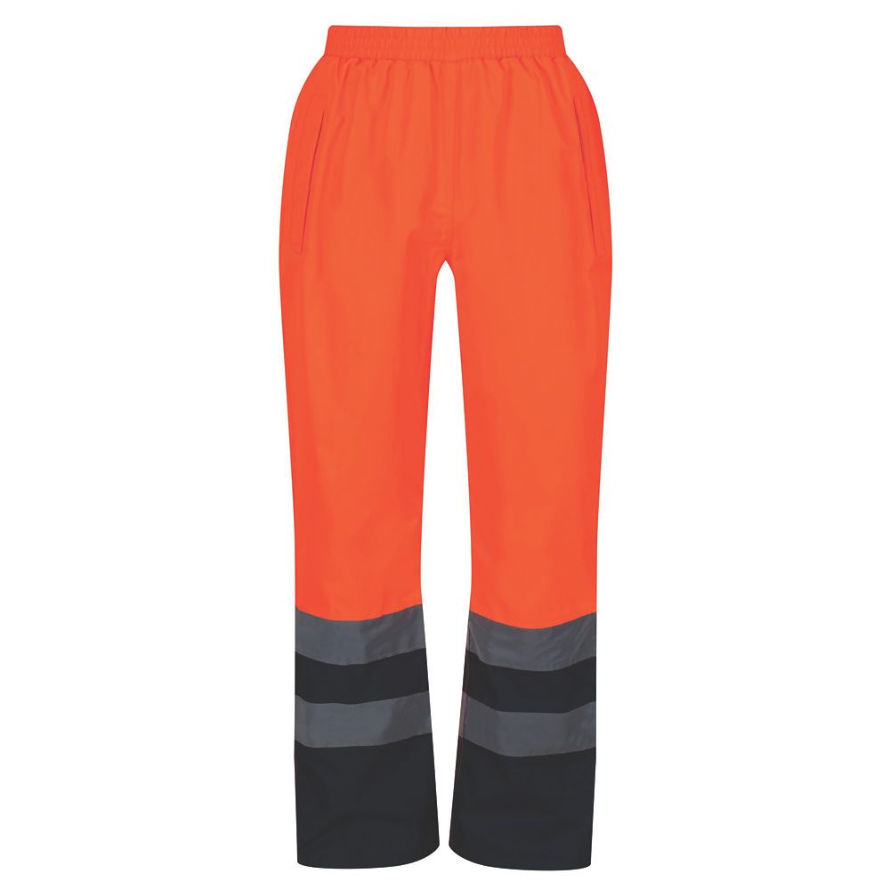 Regatta Pro Hi-Vis Over Trousers Elasticated Waist Orange/Navy 3X Large ...