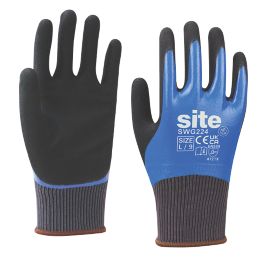 Site Gloves Blue/Black Large - Screwfix