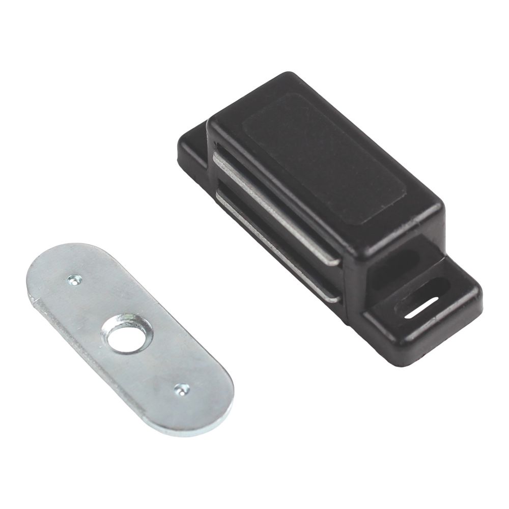 Essentials 1-Hole Magnetic Cabinet Catch Black 45mm x 16mm 10 Pack ...