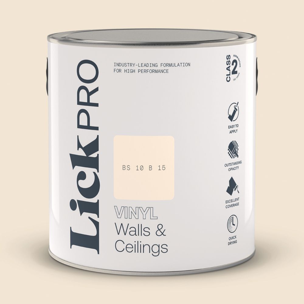 LickPro 2.5Ltr White BS 10 B 15 Vinyl Matt Emulsion Paint - Screwfix