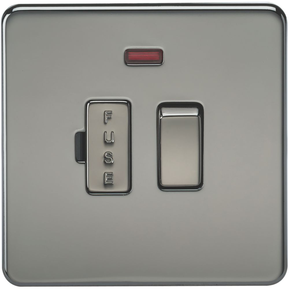 Knightsbridge 13A Switched Fused Spur with LED Black Nickel - Screwfix