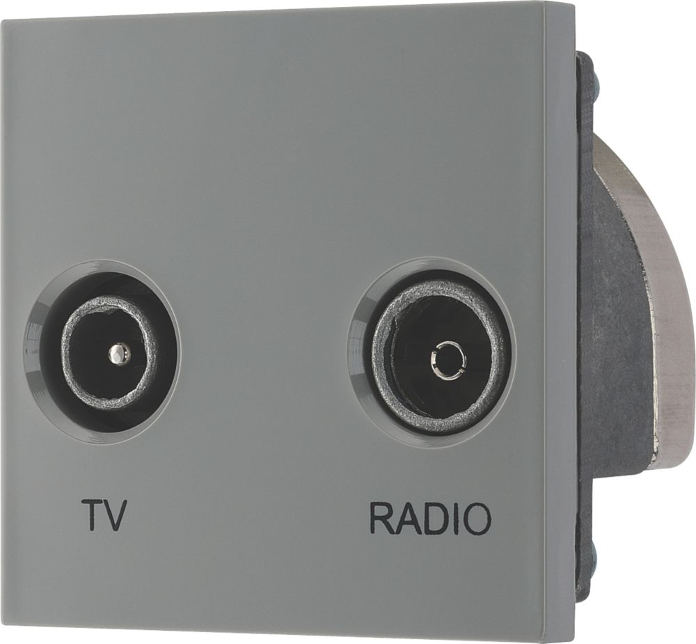 British General Duplex Modular TV Socket Grey - Screwfix
