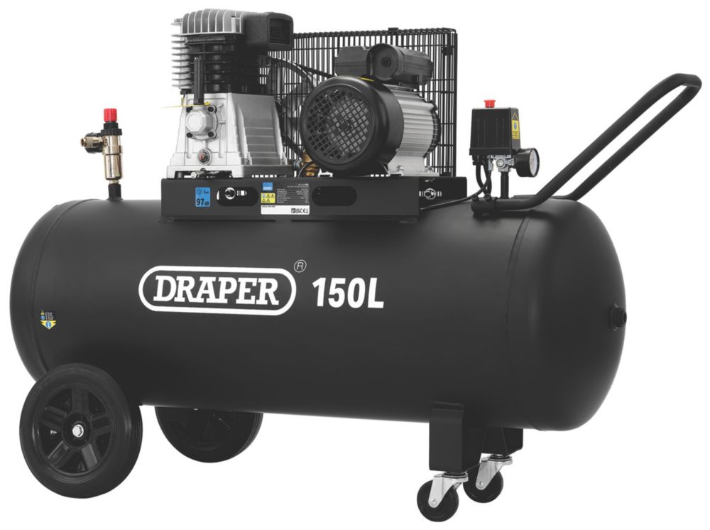 Draper 55305 150Ltr Brushless Electric Belt-Driven Air Compressor 230V ...