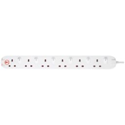 Masterplug 13A 6-Gang Switched Surge-Protected Extension Lead White 2m ...