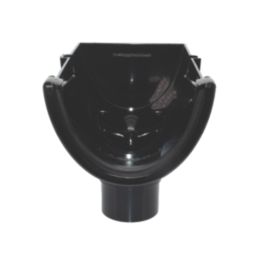 FloPlast Hi-Cap uPVC Half Round Stop End Outlet Black 115mm x 68mm ...
