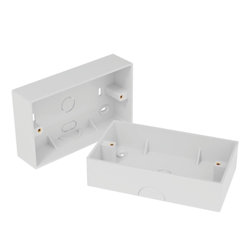 D-Line TSB35W/2 2-Gang Surface Pattress Box 35mm 2 Pack - Screwfix