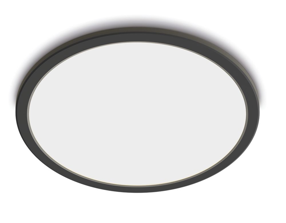 Philips SuperSlim LED Ceiling Light IP44 Black 15W 1300lm - Screwfix