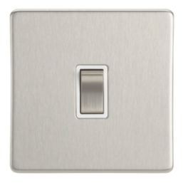Contactum Lyric 10AX 1-Gang 2-Way Light Switch Brushed Steel with White ...