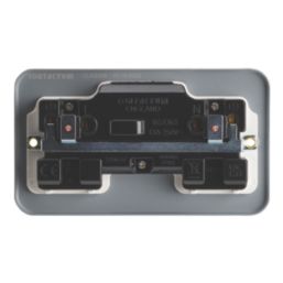 Contactum 13A 2-Gang DP Switched Metal Clad Socket with White Inserts ...