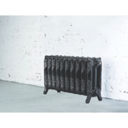 Arroll 470mm x 834mm 3070BTU Black / Silver Cast Iron 3 Column Radiator ...