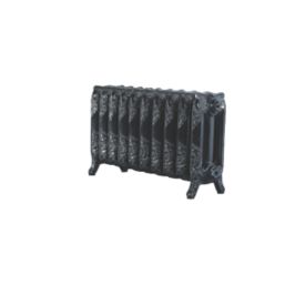 Arroll 470mm x 834mm 3070BTU Black / Silver Cast Iron 3 Column Radiator ...