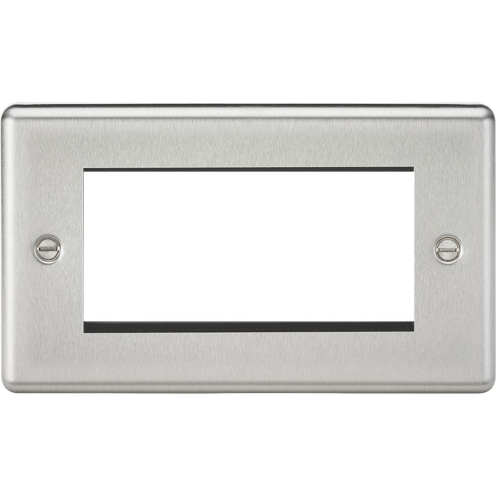 Knightsbridge Raised Rounded 4-Module Modular Faceplate Brushed Chrome ...