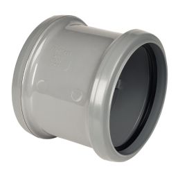 FloPlast Push-Fit Double Socket Pipe Coupler Grey 110mm - Screwfix