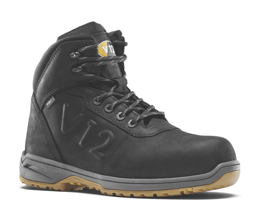 V12 Footwear Lynx Size 9 Black Waterproof Safety Boots - Screwfix