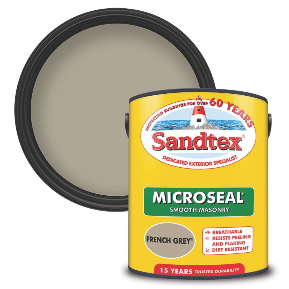 Sandtex 5Ltr Ultra Smooth French Grey Masonry Paint - Screwfix