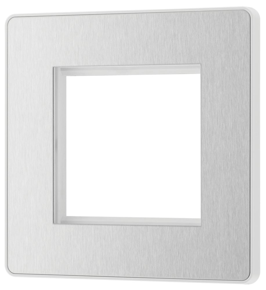 British General Evolve 2-Module Modular Faceplate Brushed Steel - Screwfix