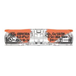 Wago 221-2411 32A 2-Way Inline Lever Connectors 60 Pack - Screwfix