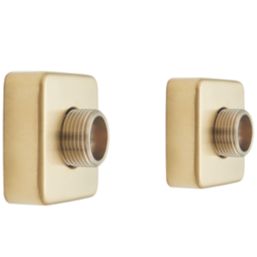 Highlife Bathrooms Square Shower Brackets Brushed Brass - Screwfix