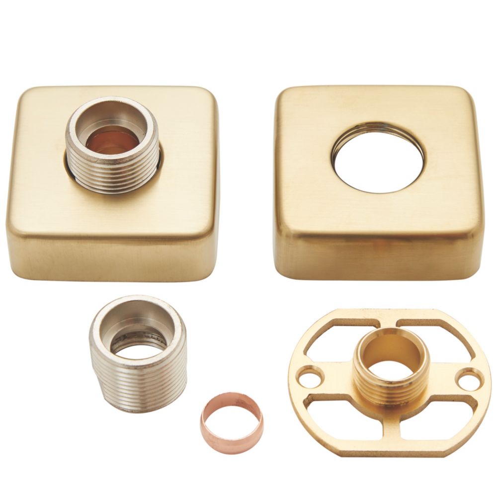 Highlife Bathrooms Square Shower Brackets Brushed Brass - Screwfix
