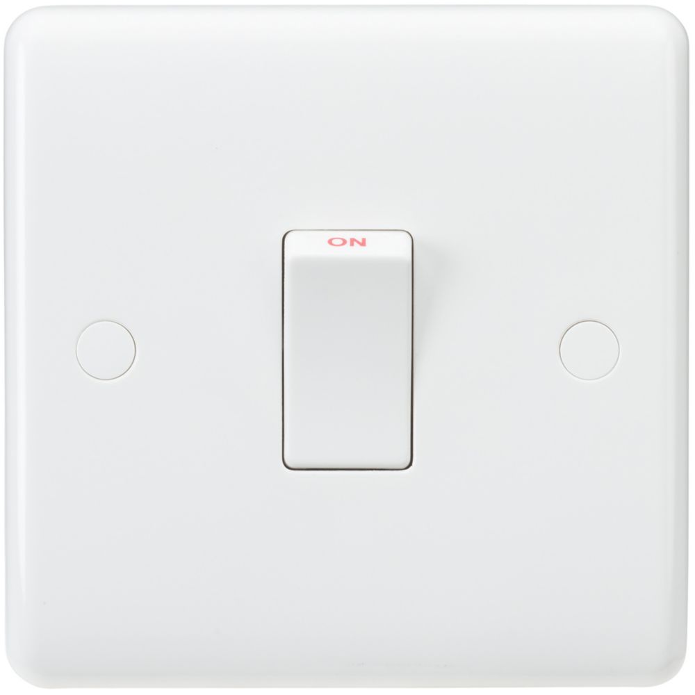 Knightsbridge Curved Edge 20A 1-Gang DP Control Switch White - Screwfix