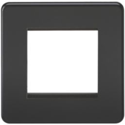 Knightsbridge Screwless 2-Module Modular Faceplate Matt Black - Screwfix