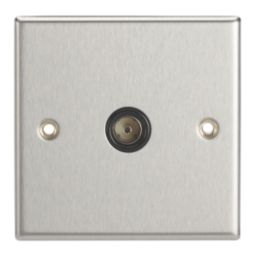 Contactum iConic 1-Gang Female Coaxial TV Socket Brushed Steel with ...