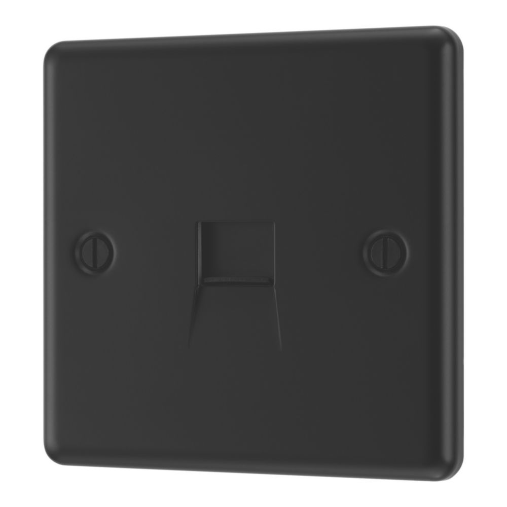 LAP 1-Gang Slave Telephone Socket Matt Black with Colour-Matched ...