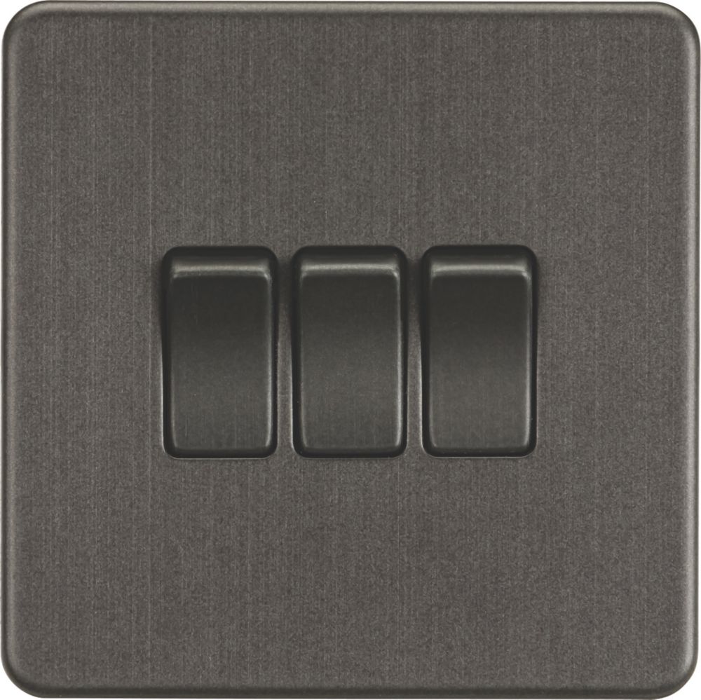 Knightsbridge 10AX 3-Gang 2-Way Light Switch Smoked Bronze - Screwfix