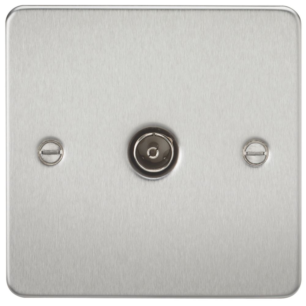 Knightsbridge 1-Gang Coaxial TV Socket Brushed Chrome - Screwfix