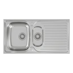 Carysil EA07 1.5 Bowl Stainless Steel Inset Kitchen Sink 965mm x 500mm ...