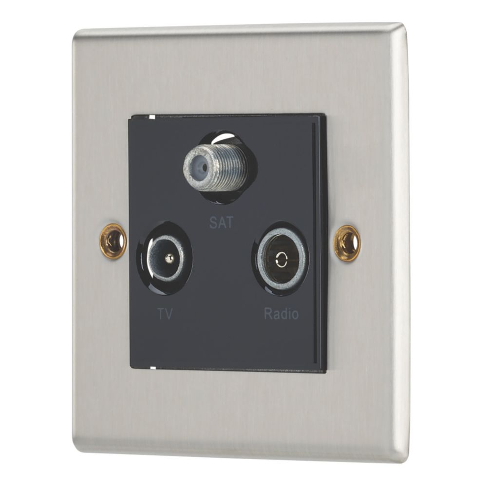 Contactum iConic 1-Gang Coaxial TV / FM & Satellite Socket Brushed ...