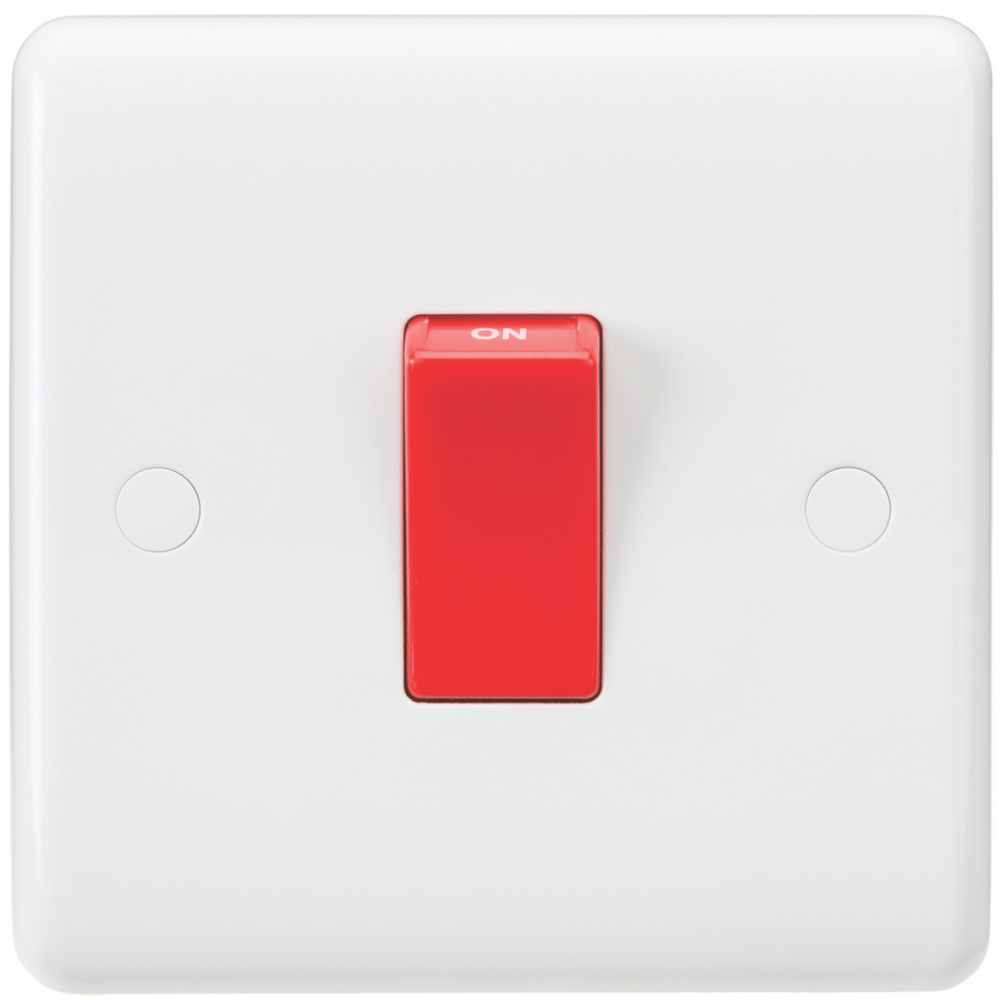 Knightsbridge Curved Edge 45A 1-Gang DP Cooker Switch White - Screwfix Knightsbridge Curved Edge 45A 1-Gang DP Cooker Switch White - Screwfix