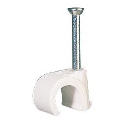 Tower White Round Cable Clips 6-7mm 100 Pack - Screwfix