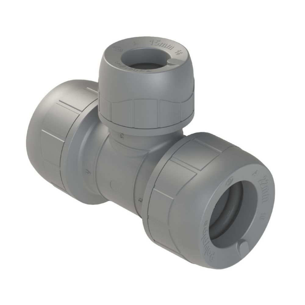 PolyPlumb Enhanced Plastic Push-Fit Reducing Tee 22mm x 22mm x 15mm ...