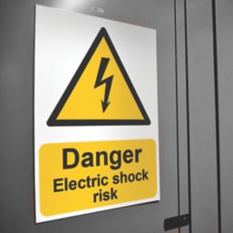 Essentials "Danger Electric Shock Risk" Sign 210mm x 148mm - Screwfix