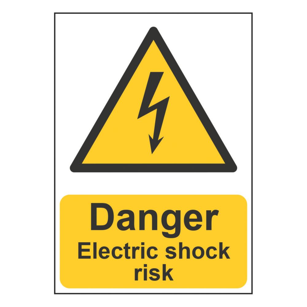 Essentials "Danger Electric Shock Risk" Sign 210mm x 148mm - Screwfix