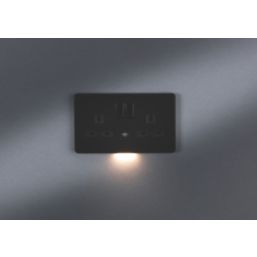 Knightsbridge 13A 2-Gang DP Switched Socket & Night Light Matt Black ...