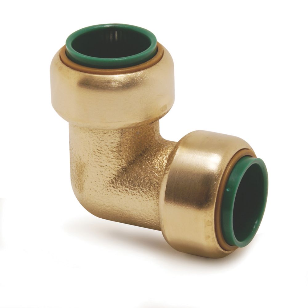 Tectite Classic T12 Brass Push-Fit Equal 90° Elbow 3/4" - Screwfix