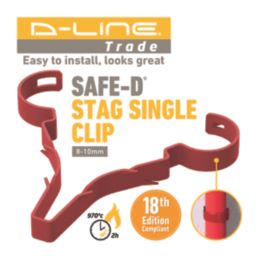 D-Line Red Round Safe-D Stag Cable Clips 8-10mm² 100 Pack - Screwfix