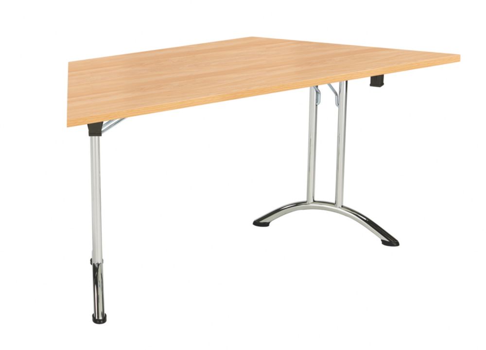 TC Group One Union Trapezoidal Folding Table Beech/Chrome 1600mm x ...