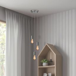 Knightsbridge Contemporary Style 3-Light Pendant Brushed Chrome - Screwfix
