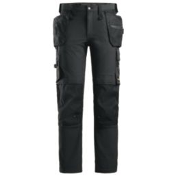 Snickers 6271 Full Stretch Work Trousers Black 35" W 32" L - Screwfix