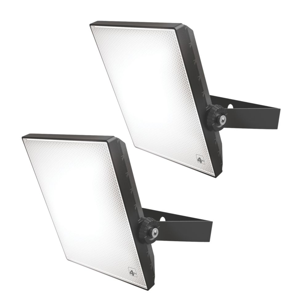 4lite Outdoor LED Floodlight Black 20W 1581lm 2 Pack - Screwfix