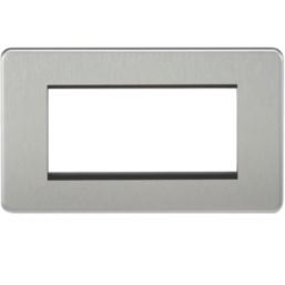 Knightsbridge Screwless 4-Module Modular Faceplate Brushed Chrome ...