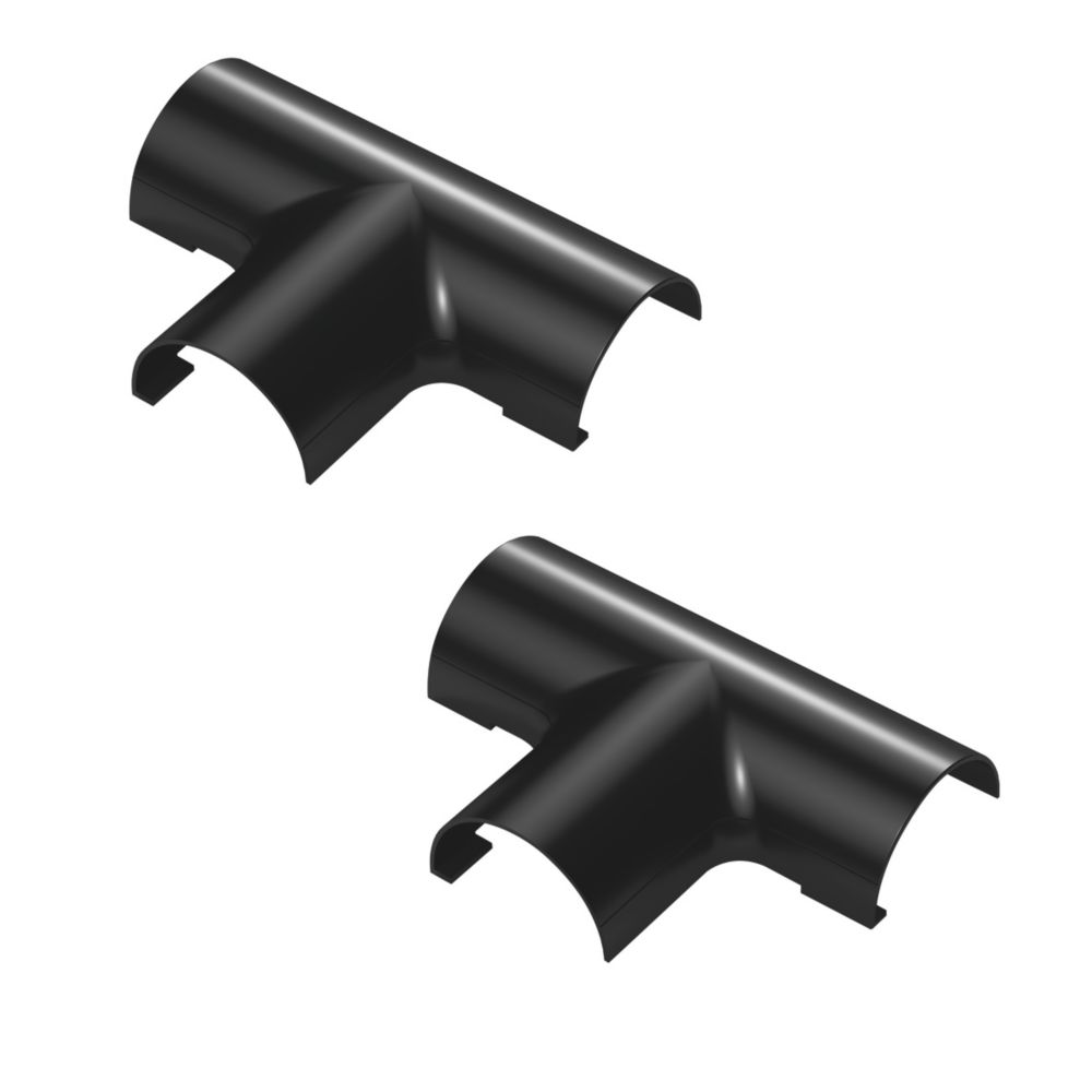 D-Line Black Micro+ Trunking Equal Tees 20mm x 10mm 2 Pack - Screwfix