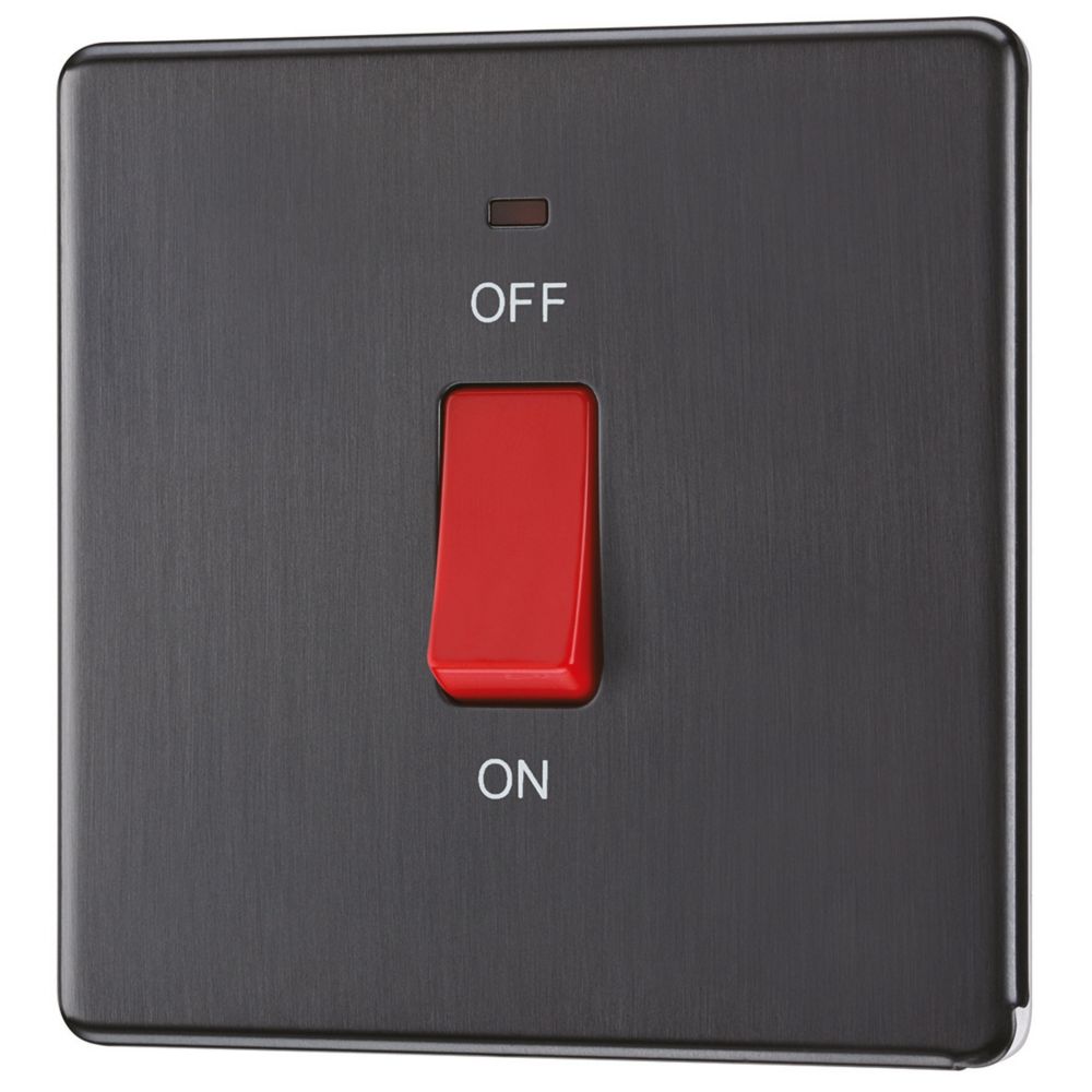 LAP 45A 1-Gang DP Cooker Switch Slate Grey with LED - Screwfix