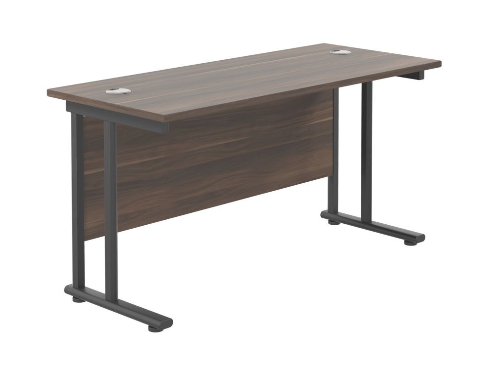 TC Group Aztec Twin Upright Rectangular Office Desk Dark Walnut/Black ...