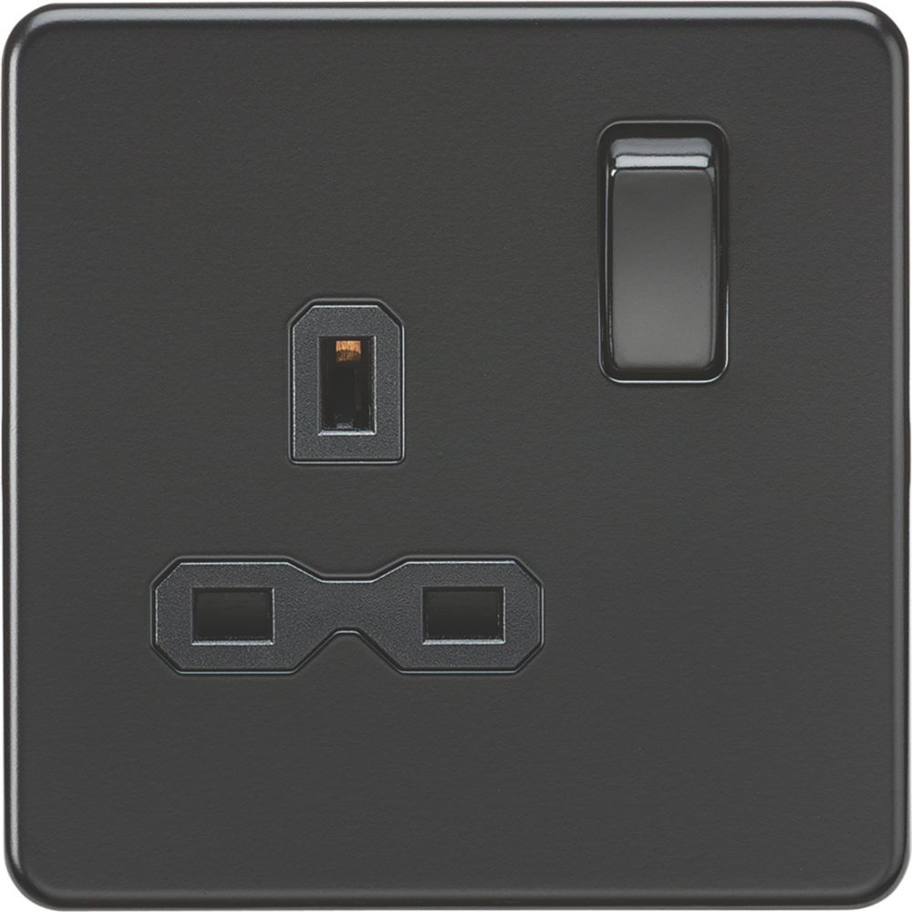 Knightsbridge 13A 1-Gang DP Switched Single Socket Matt Black with ...