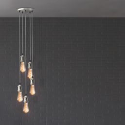 Knightsbridge Vintage Style 5-Light Pendant Brushed Chrome - Screwfix