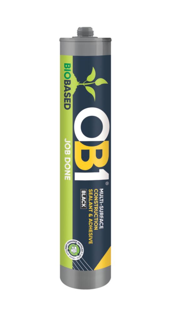 OB1 Bio-Based Multi-Surface Sealant & Adhesive Black 290ml - Screwfix
